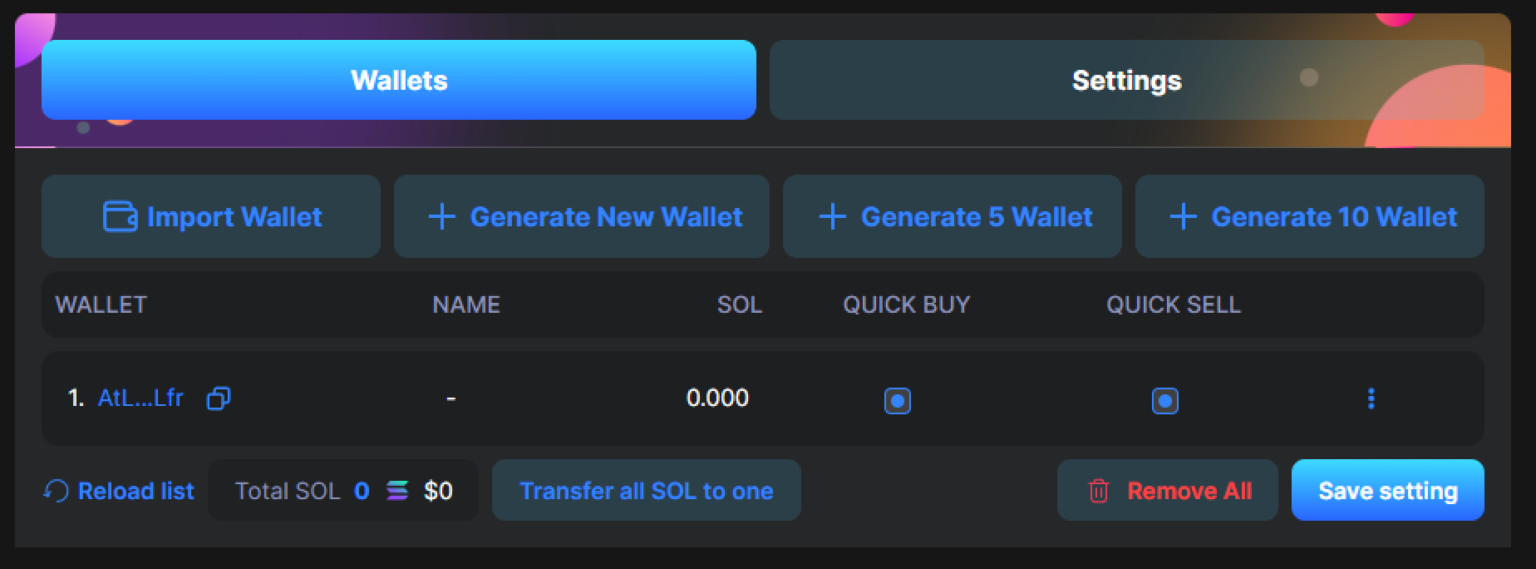 Multi-wallet Support - Platform Trading Bot Mevx